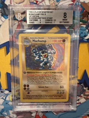 Pokemon Machamp Shadowless 1st Edition Mislabeled BECKETT 8 *Not thick ...