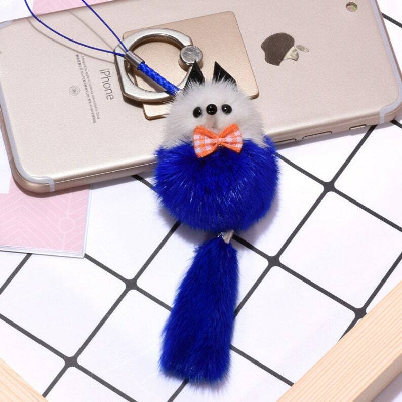 Furry Animal Keychain Real Mink Fur Lovely Fox Cute Gift Idea Bags ...