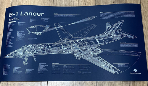 Poster B-1 Lancer Bomber Blueprint. Thick blue paper | eBay