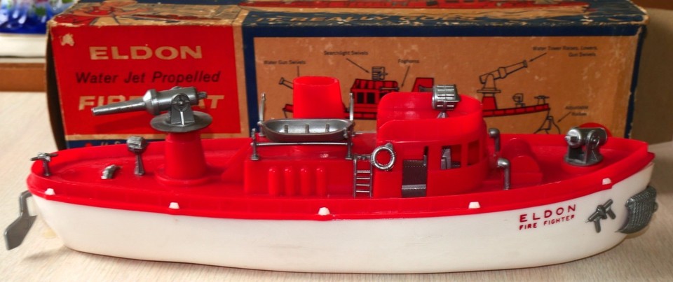 Vintage 1960 Eldon Big Poly Toy Plastic Fire Fighter Fireboat Boat | eBay