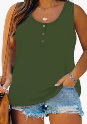 NEW Dolnine Women's Sleeveless Casual Button Down Tank Top Size 14W | eBay