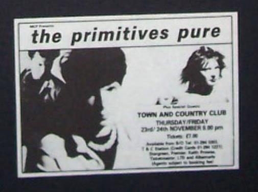 The Primitives Pure Tour 1989 Mini Poster Type Concert Ad, Promo Advert ...