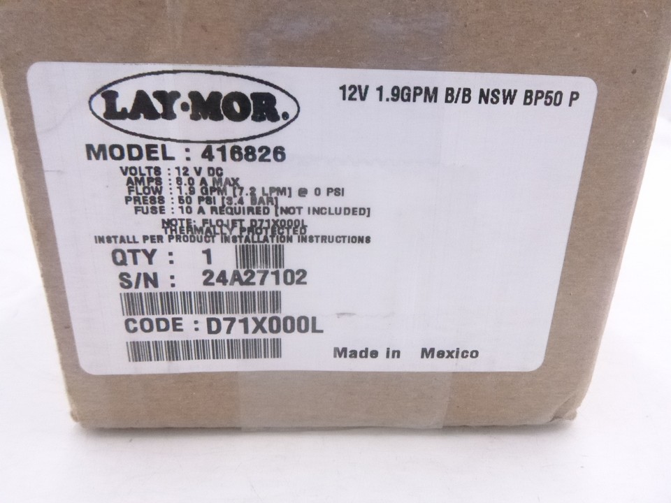 LayMor 416826 Water Pump 12V DC 50PSI 1.9GPM | eBay