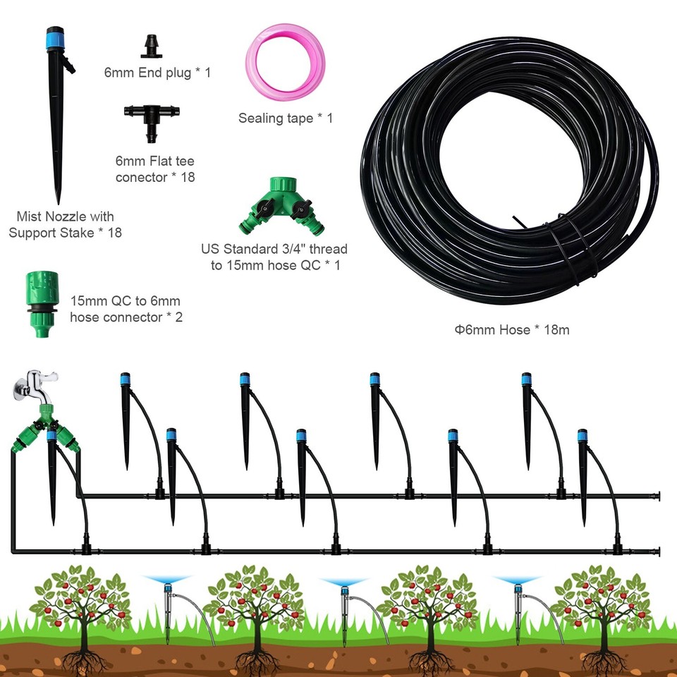 59FT Drip Irrigation System Garden Self Watering Flexible Hose ...