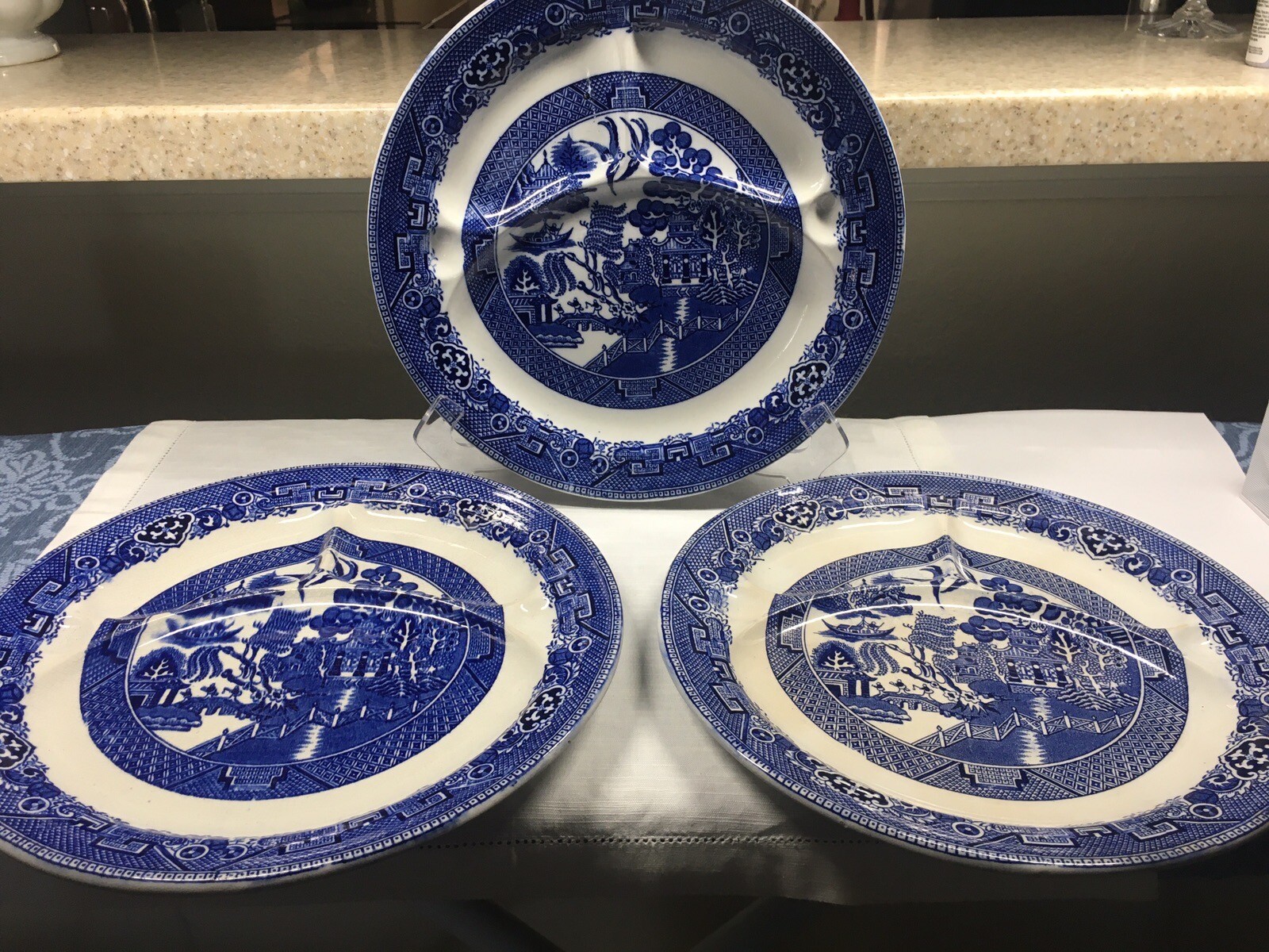 3 Ye Olde Willow Divided Grill Plates ECU 10.5” | eBay