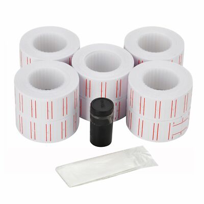 10 Rolls Price Labels For MX-5500 Gun Paper Tag Sticker White Red Line ...