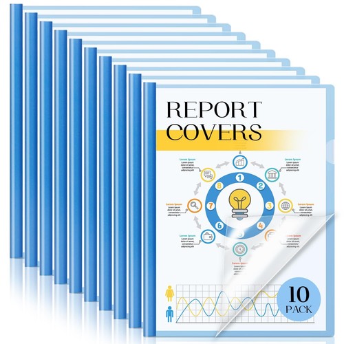 10 Pack Clear Report Covers with Sliding Bar for Presentation Folders ...
