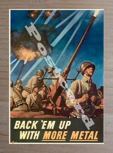 Historic Back 'em up with more metal WWII US Patriotic Postcard | eBay ...