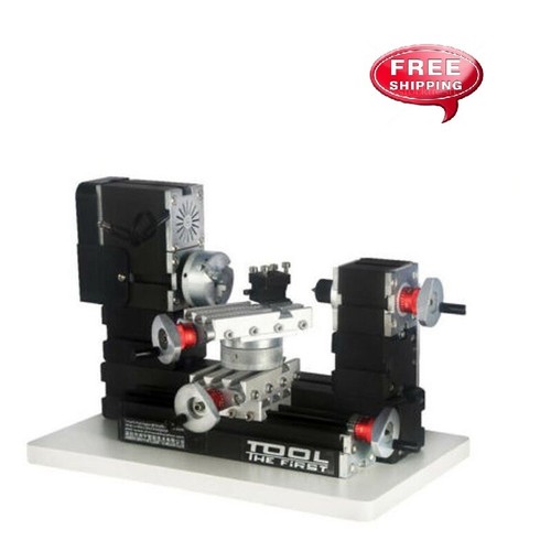 High Power 60W Mini Metal Lathe Soft Metalworking Woodworking DIY Model ...