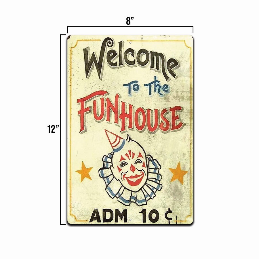 TIN SIGN Fun House Circus Metal Décor Clown Art Kitchen Store Ranch Bar ...