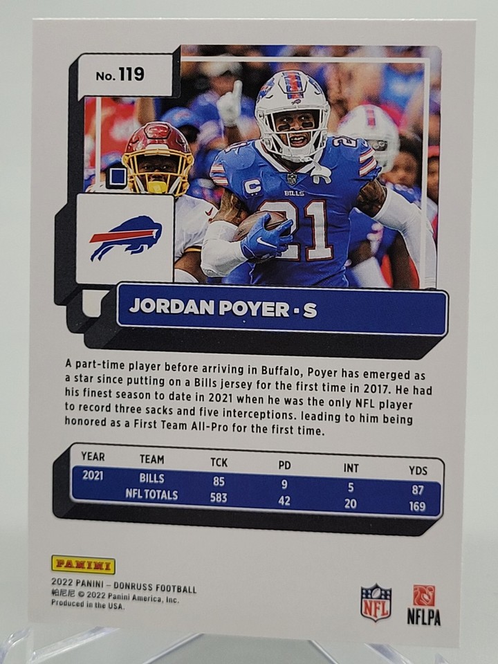 2022 PANINI DONRUSS JORDAN POYER BASE FOOTBALL CARD BUFFALO BILLS NFL ...