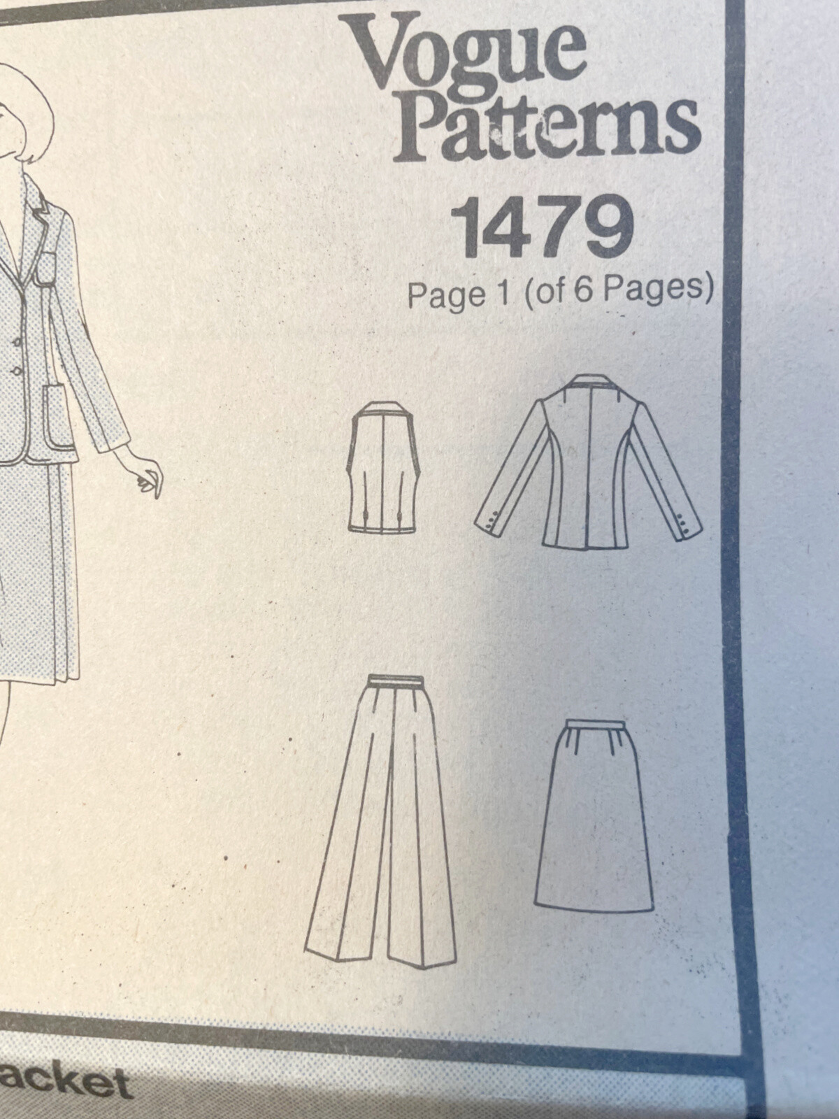 Vogue American 1479 ANNE KLEIN Sporty Jacket, Vest, Skirt & Pants ...
