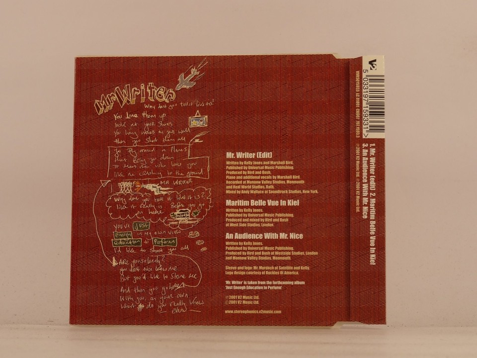 STEREOPHONICS MR WRITER (L11) 3 Track CD Single also Picture Sleeve V2 ...