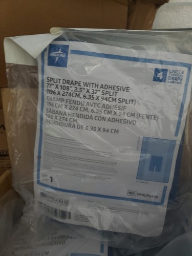 Case Of 10 Medline Split Drapes W/ ADHESIVE Level 4 (2498) SIZE(108"X77 ...