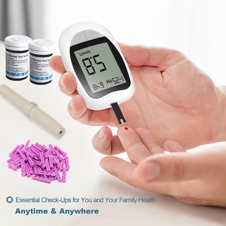 Blood Glucose Sugar Monitor Diabetes Testing Kit +50 Test Strips +50 ...