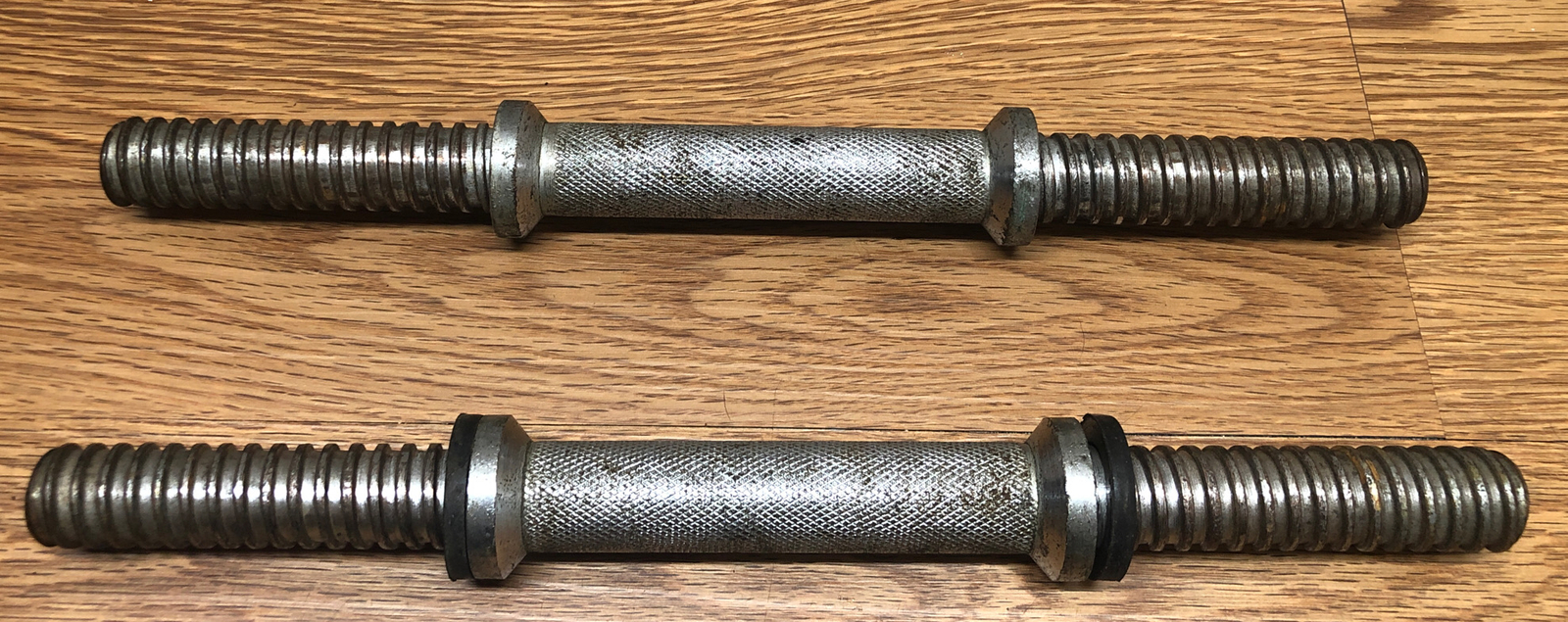 (2) Vintage BOLLINGER Chrome Dumbbell Bar Handle For 1” Weight Plate W ...