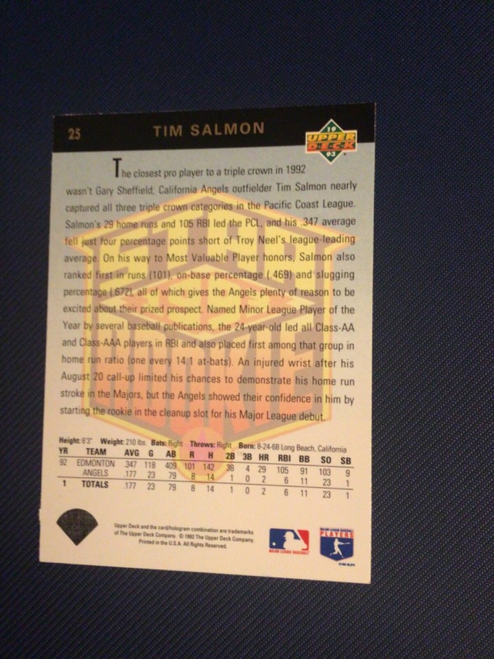 1993 Upper Deck Tim Salmon Rookie Card | eBay