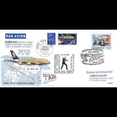 A380-25 - FFC AUTRICHE AIRBUS A380 - VOL VIENNE-SINGAPOUR | eBay