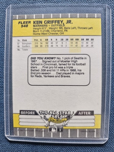 1989 Fleer - #548 Ken Griffey Jr (RC) ERROR CARD RARE | eBay