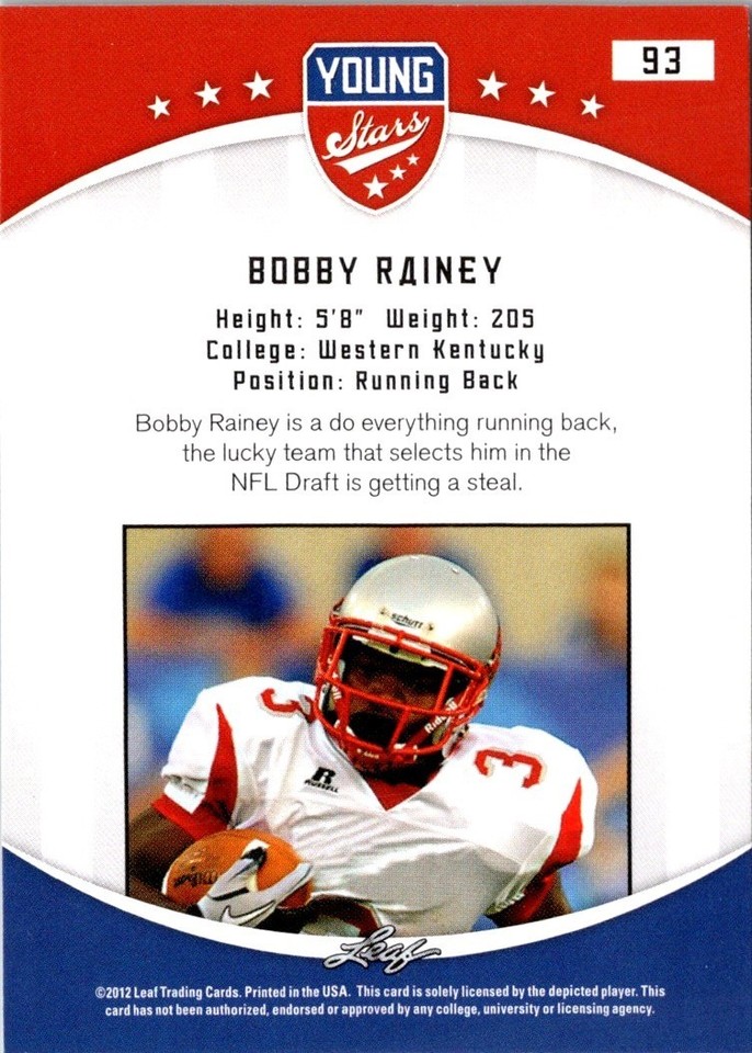 2012 Leaf Young Stars Bobby Rainey #93 Western Kentucky Hilltoppers | eBay