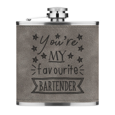 You'Re My Favorit Barkeeper Stars 170ml Pu-Leder Flachmann Grau Lustig ...