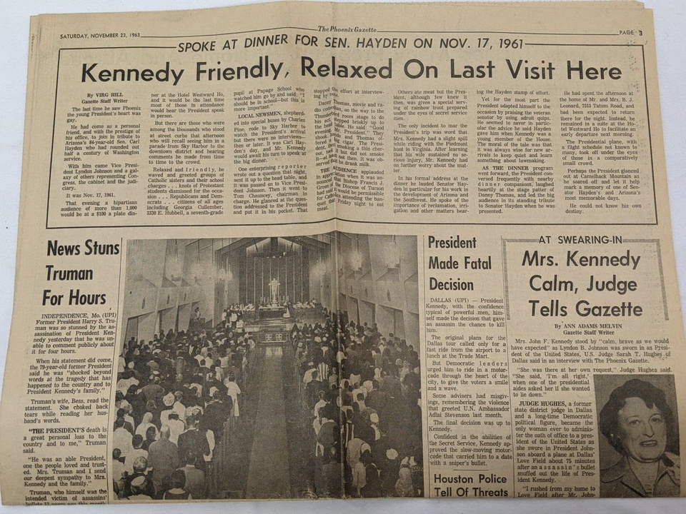 November 23 1963 JFK Assassination Newspaper LW | eBay