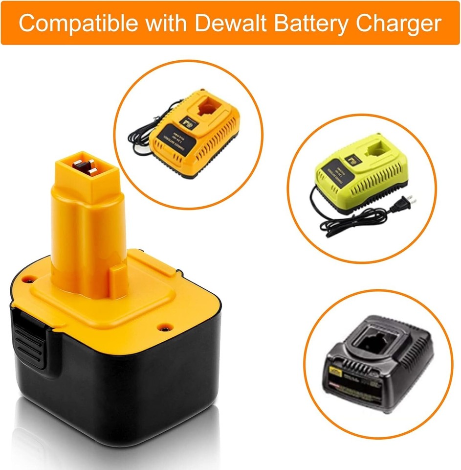 2PACK 12V 3.6AH Battery /Charger for DEWALT DC9071 DW9071 DW9072 DW953 ...