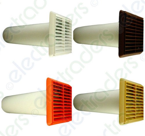 Extractor Fan Through Wall Fan Vent Grille Cover & Solid Ducting Pipe ...