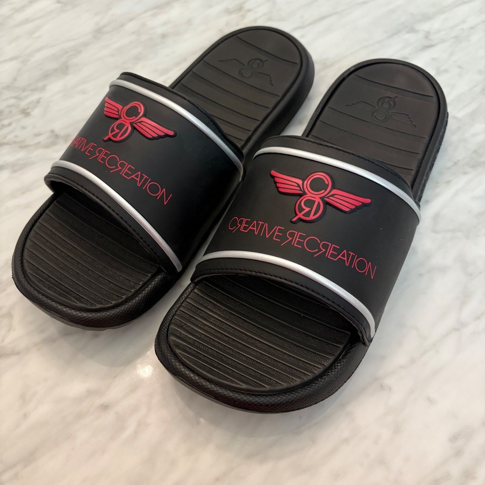 Creative Recreation Felisio Slides Black Red Silver Sz 10 New in Box | eBay