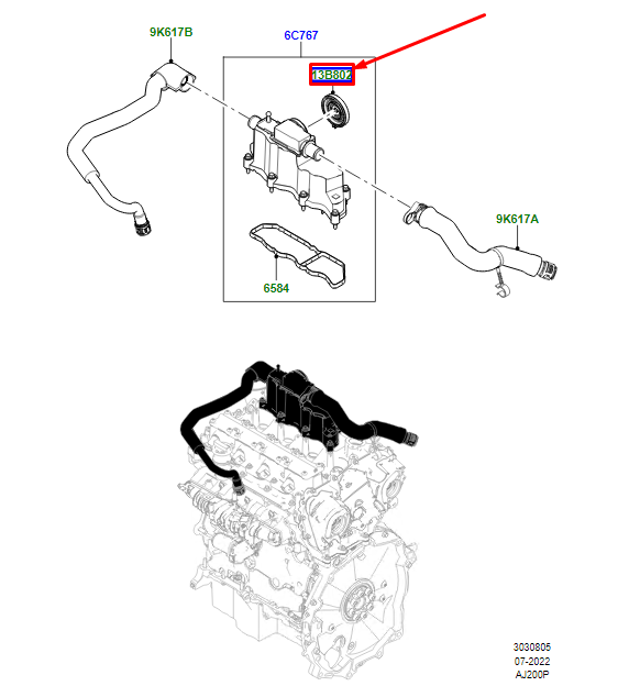 LR RANGE ROVER EVOQUE L538 Crankcase Vent Valve Valve Cover LR174890 ...