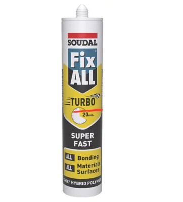 Soudal Fix All Turbo Silicone Sealant Strong Bond Super-Fast White ...