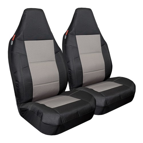 Universal Fit High Back Seat Covers Grey Black Waterproof Canvas Front ...