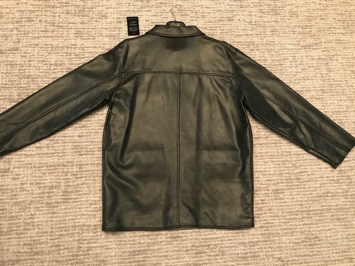 NWT REPORTAGE RGA ITALY Men's Faux Leather Car Coat Black Size X-Large ...