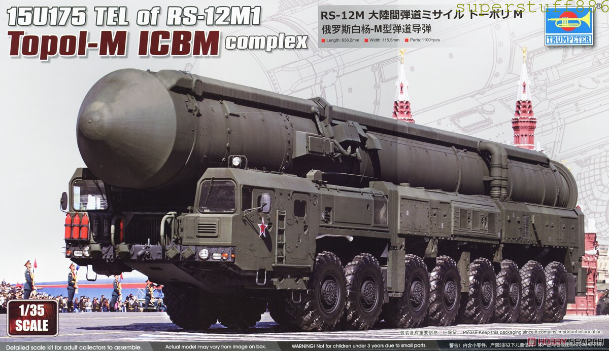 Trumpeter 01082 1/35 15U175 TEL OF RS-12M Topol-M Plastic model kit ...