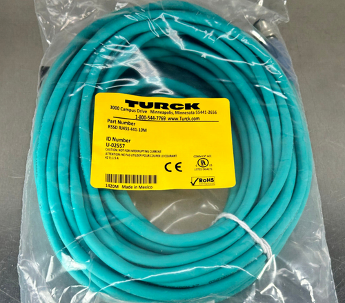 Turck RSSD RJ45S 441-10M Ethernet Cable Cordset M12 Eurofast to RJ45 ...