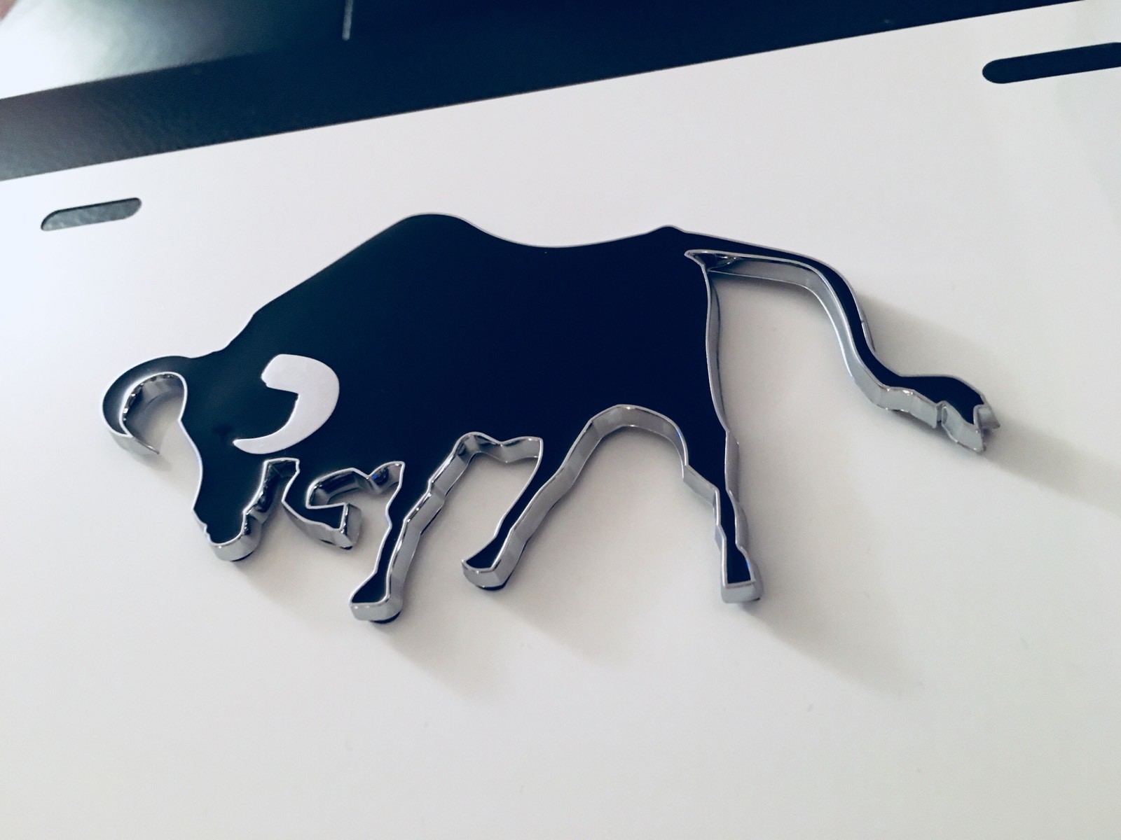 3D Custom Black Bull License Plate / Bull On White License Plate/ Free ...