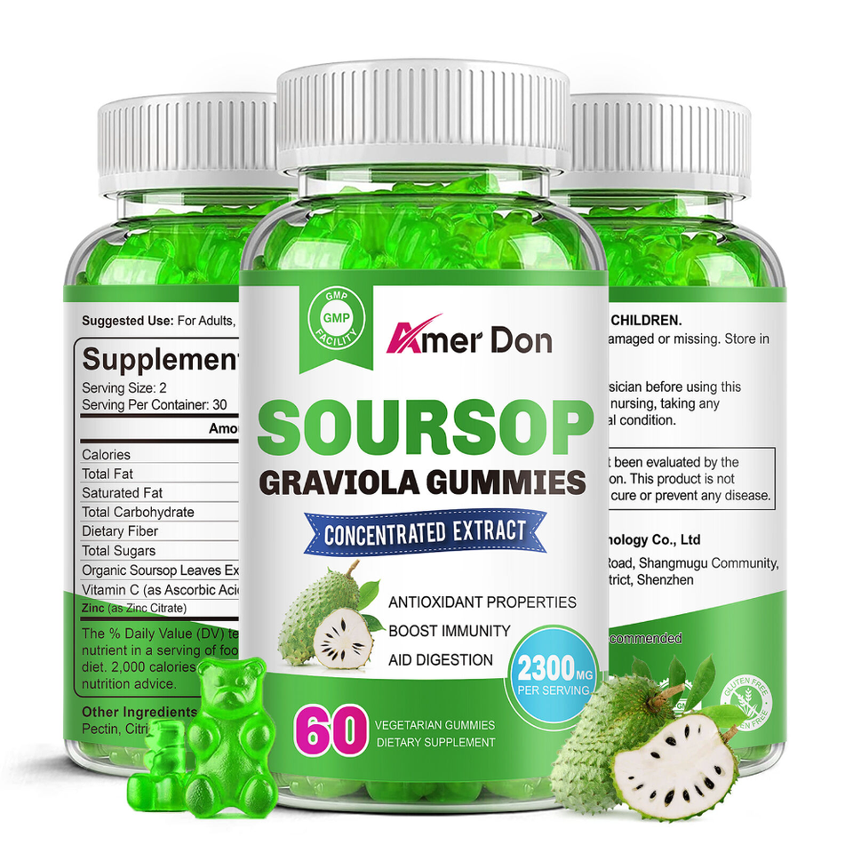 Organic Soursop Graviola 60 Gummies Leaves & Seeds Extract 2300mg ...