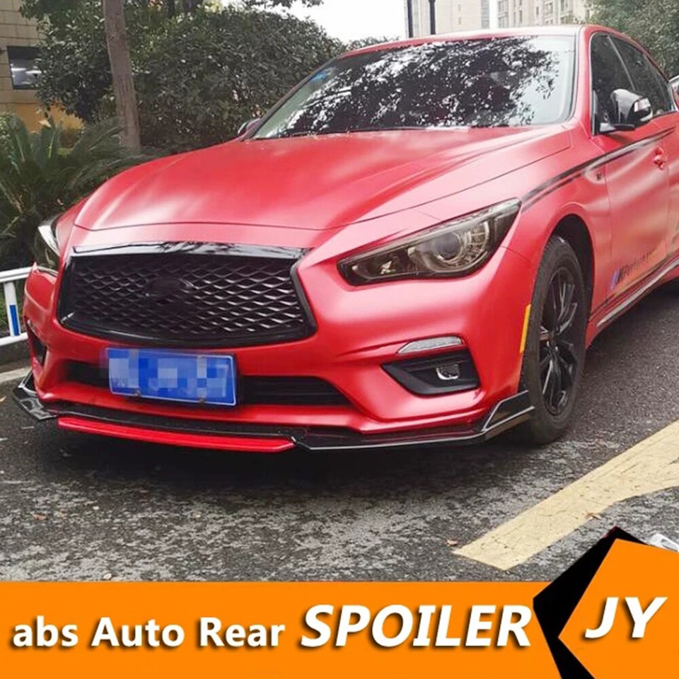 Carbon&Red Look Front Bumper Lip Spoiler+ Strut Rods For infiniti Q50 ...