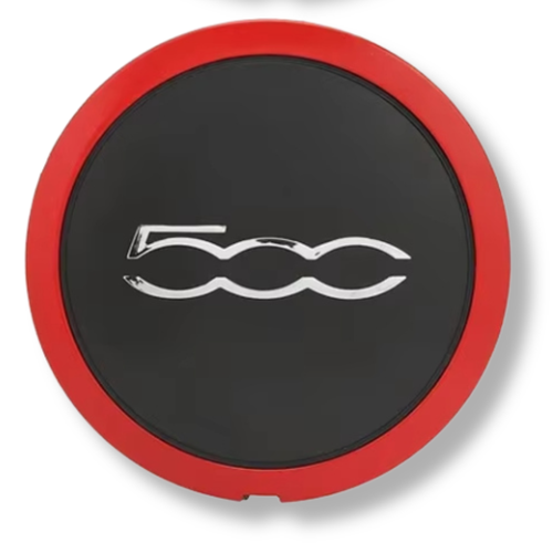 For Fiat 500 Alloy Wheel Centre Cap Hub Single Red Chrome Centre Caps ...