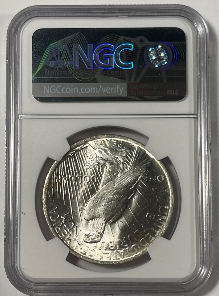1923 Peace $1 NGC MS63 (#19271) Blazing white. Exceptional quality+ for ...