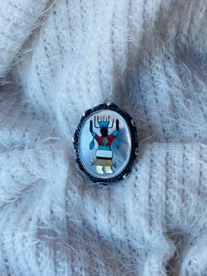 Native American Vintage Zuni DC Signed Apache Dancer Sterling Silver Sz ...