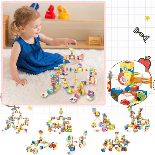 Children's Magnetic Track Puzzle Assembly Ball Slide Toy Track Building ...