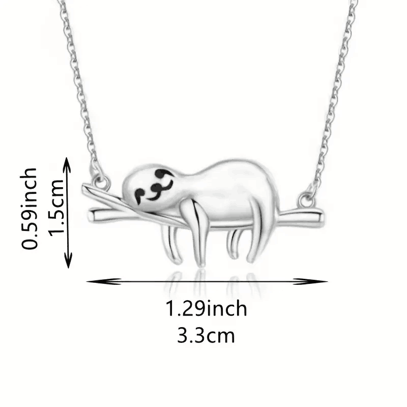 Lovely Animal Sloth Necklace Branch Horizontal Golden Pendant Necklace ...
