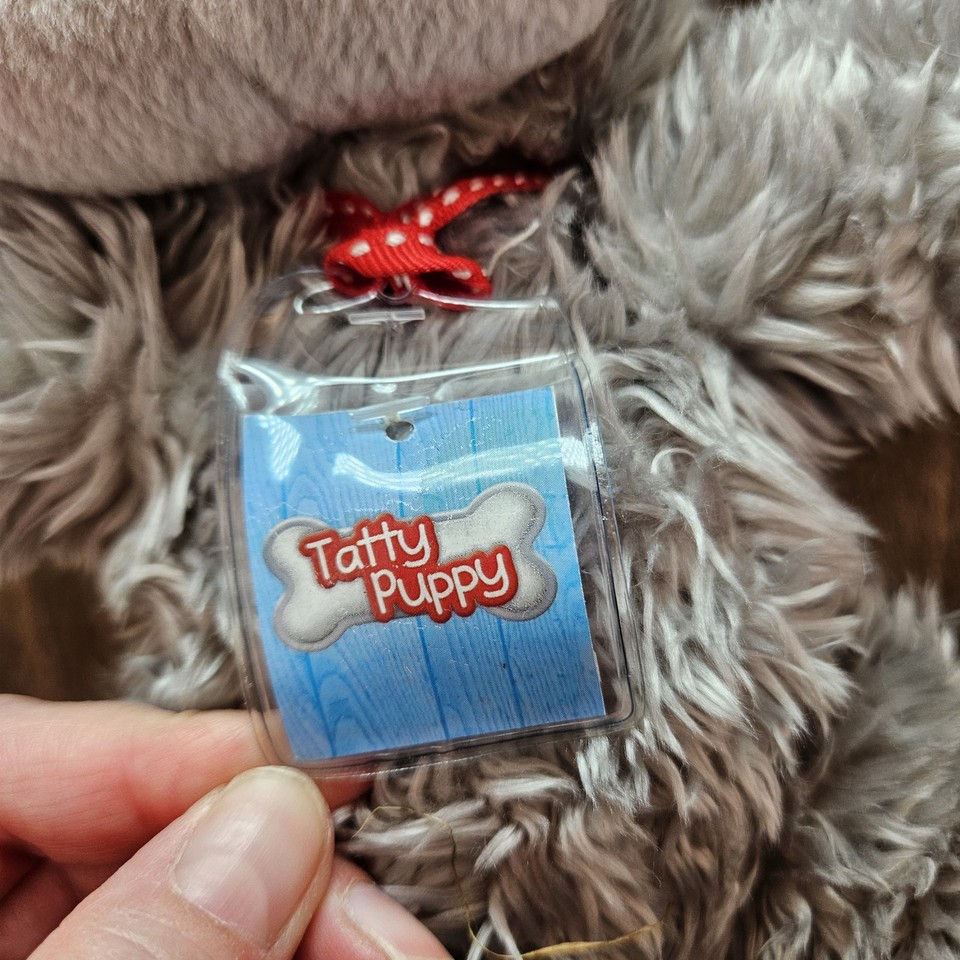 Me To You Tatty Teddy Puppy Dog Beanie Soft Toy Grey Wearing Red Collar ...