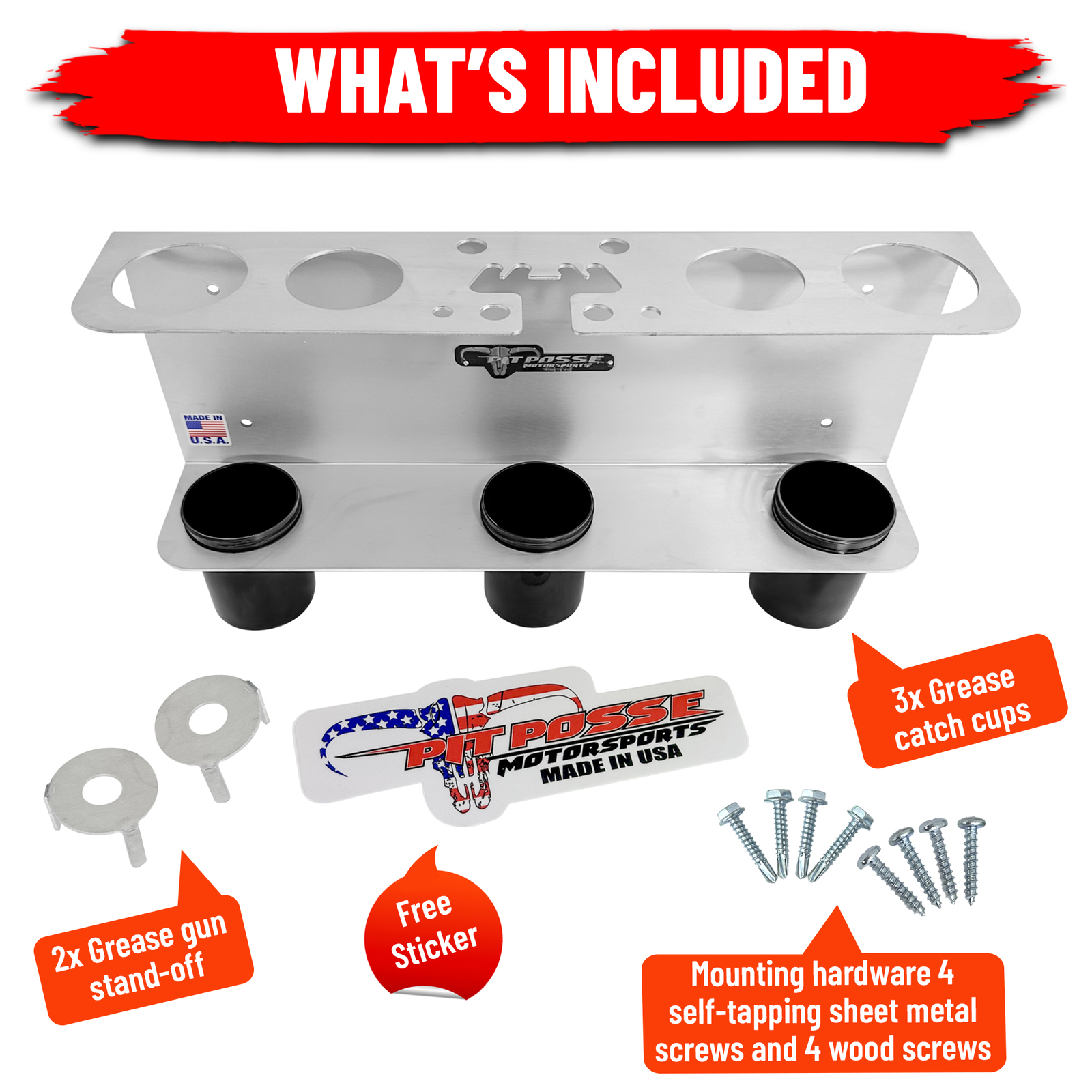 Pit Posse Double Hand Grease Gun Tube Storage Holder Caddy Trailer ...