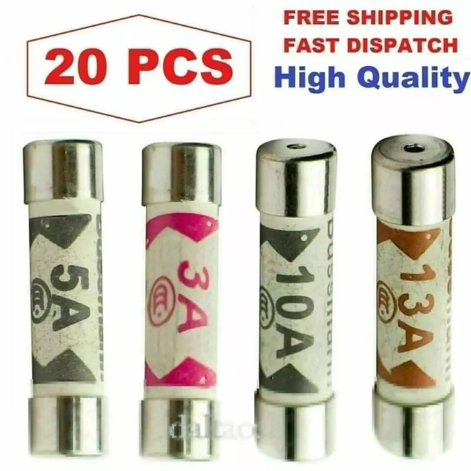 40x Mixed Fuses Ceramic Domestic Electric Plug Fuses Household ...