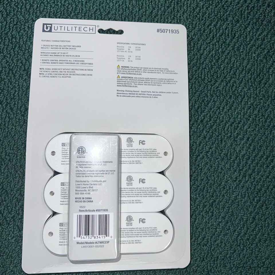 Utilitech Indoor 3-Piece Wireless Outlets with Remote Control - New NIB ...