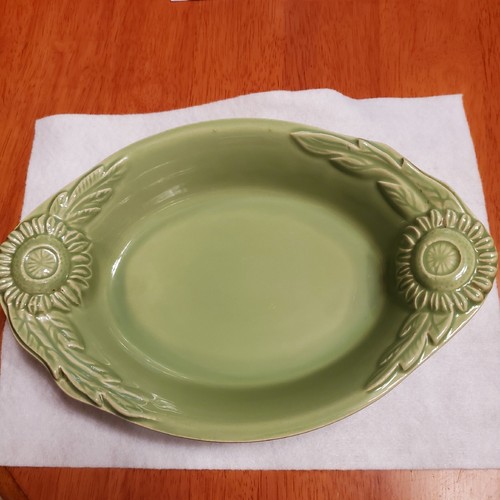 Appolia French Green Ceramic Sunflower Oval Casserole Bake Oven Dish ...