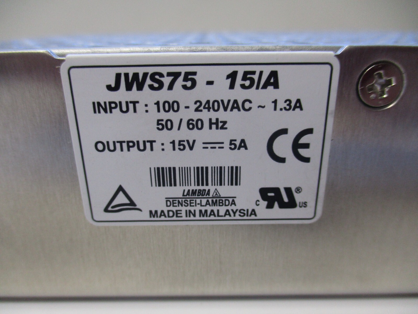 DENSEL-LAMBDA JWS75-15A, POWER SUPPLY, 100-240 VOLTS 50/60HZ 1.3A, OUTPUT 15V-5A | eBay