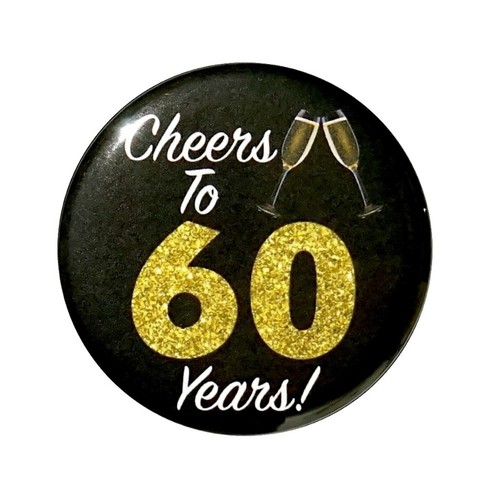 Cheers To 60 Years! Button 60th Surprise Party Favor Lapel Pin 123-5 ...